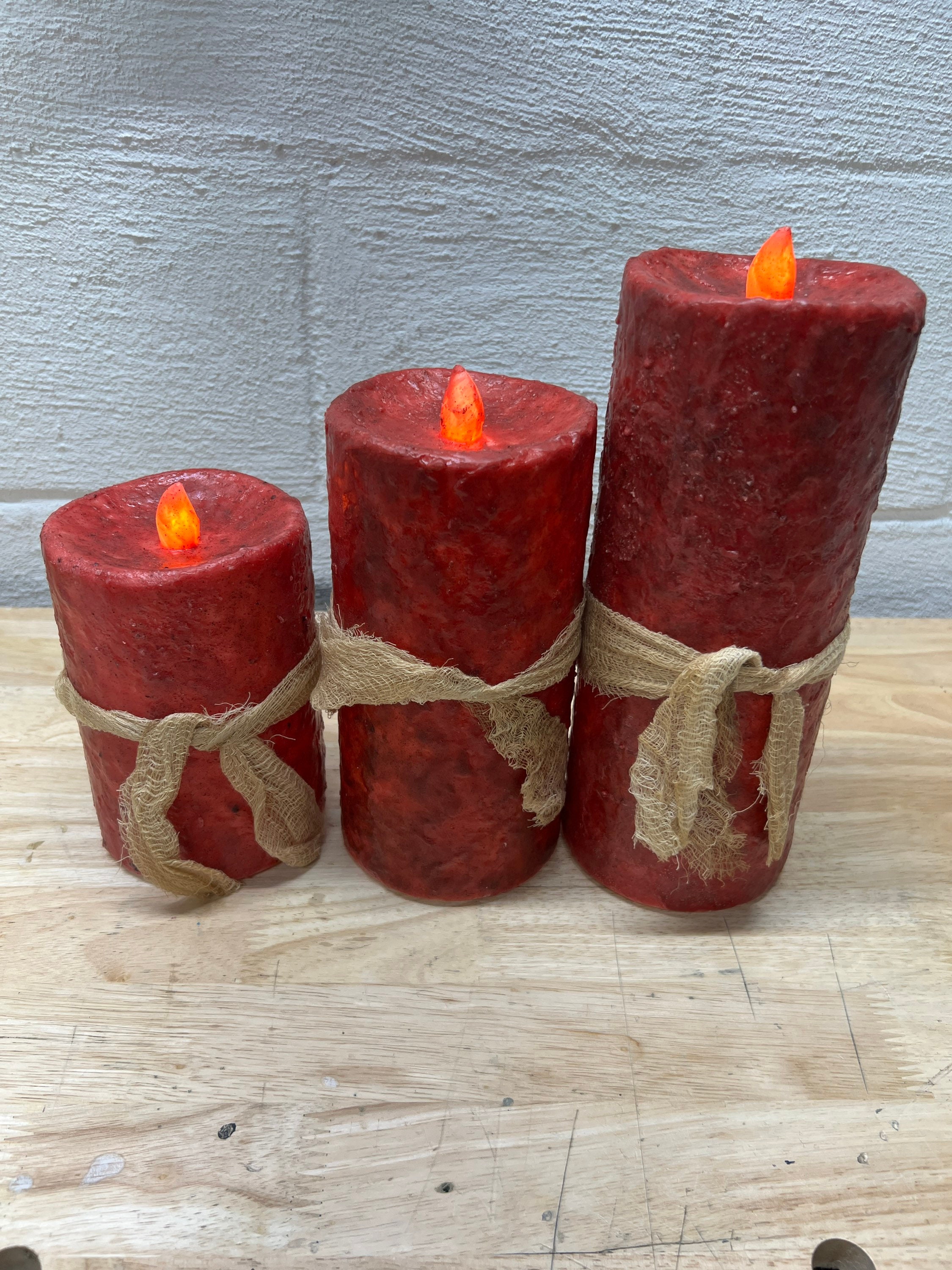 Primitive Pillar Candles Covered in Red Wax - Etsy