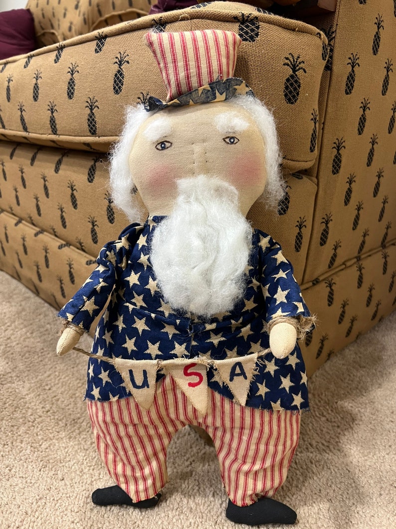 Handmade Primitive Uncle Sam Doll - Etsy
