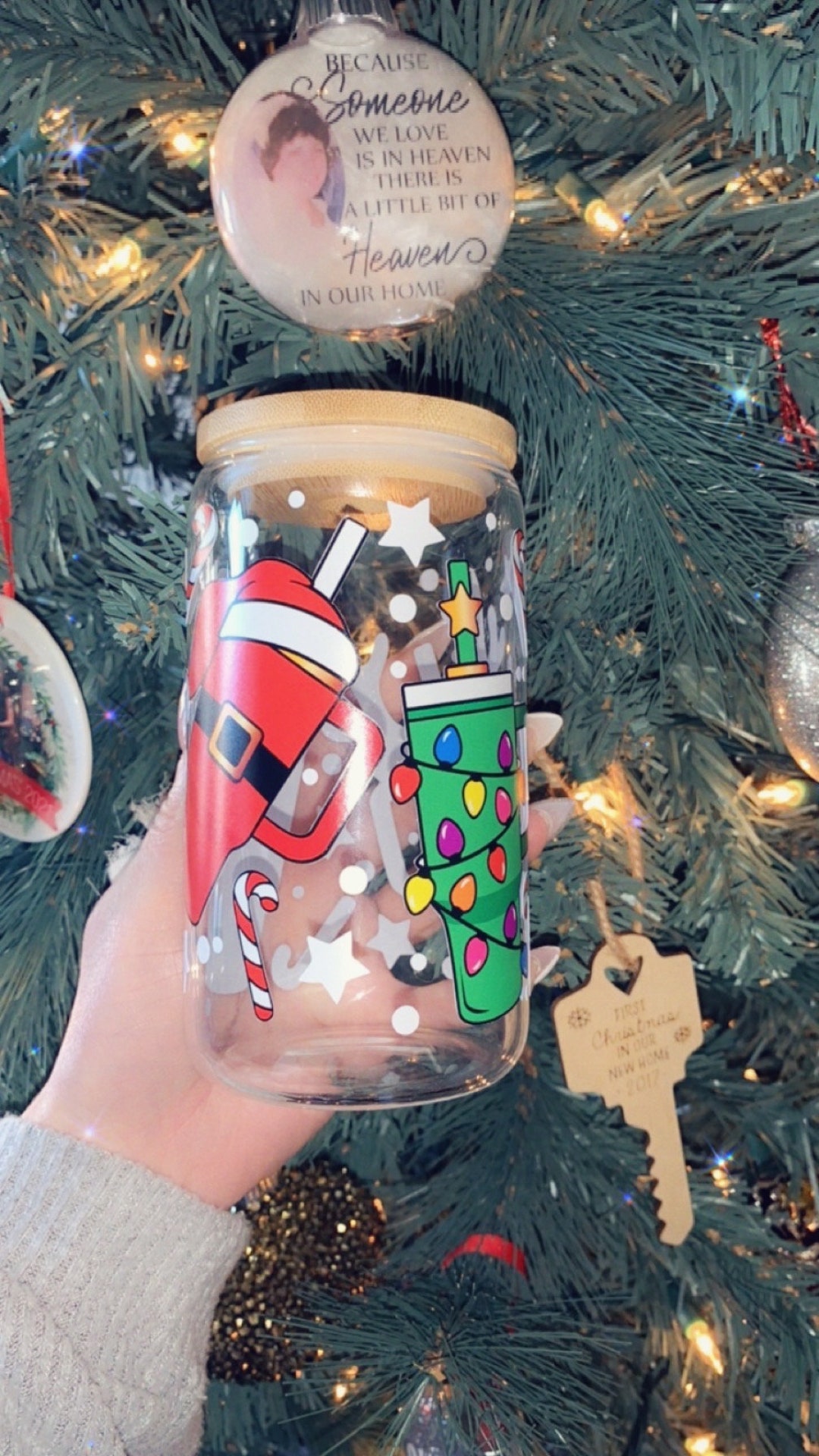 Christmas Stanley Holiday Glass Cup, Trendy Cups, Holiday Cup - Etsy