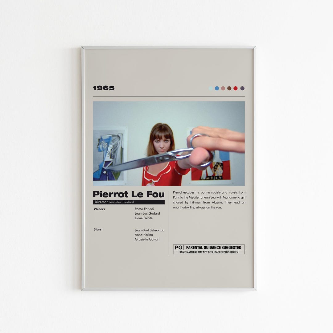 Pierrot Le Fou Movie Poster | Minimalist Movie | Jean-luc Godard Movie ...