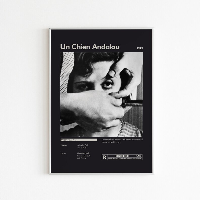 Un chien andalou Film Poster Luis Bunuel Minimalistisches Filmplakat ...