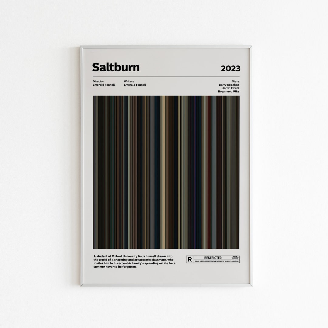 Saltburn Movie Barcode Poster | Saltburn Film Wall Decor | Thriller ...