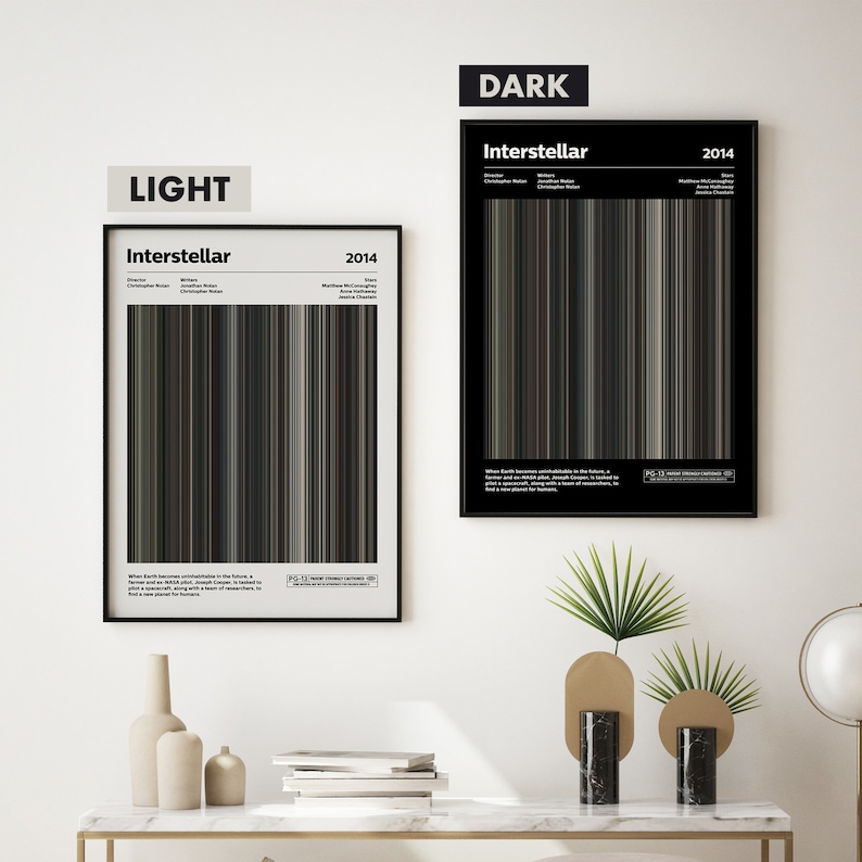 Interstellar Movie Barcode Poster | Sci-fi Film Art Print | Wall Decor ...