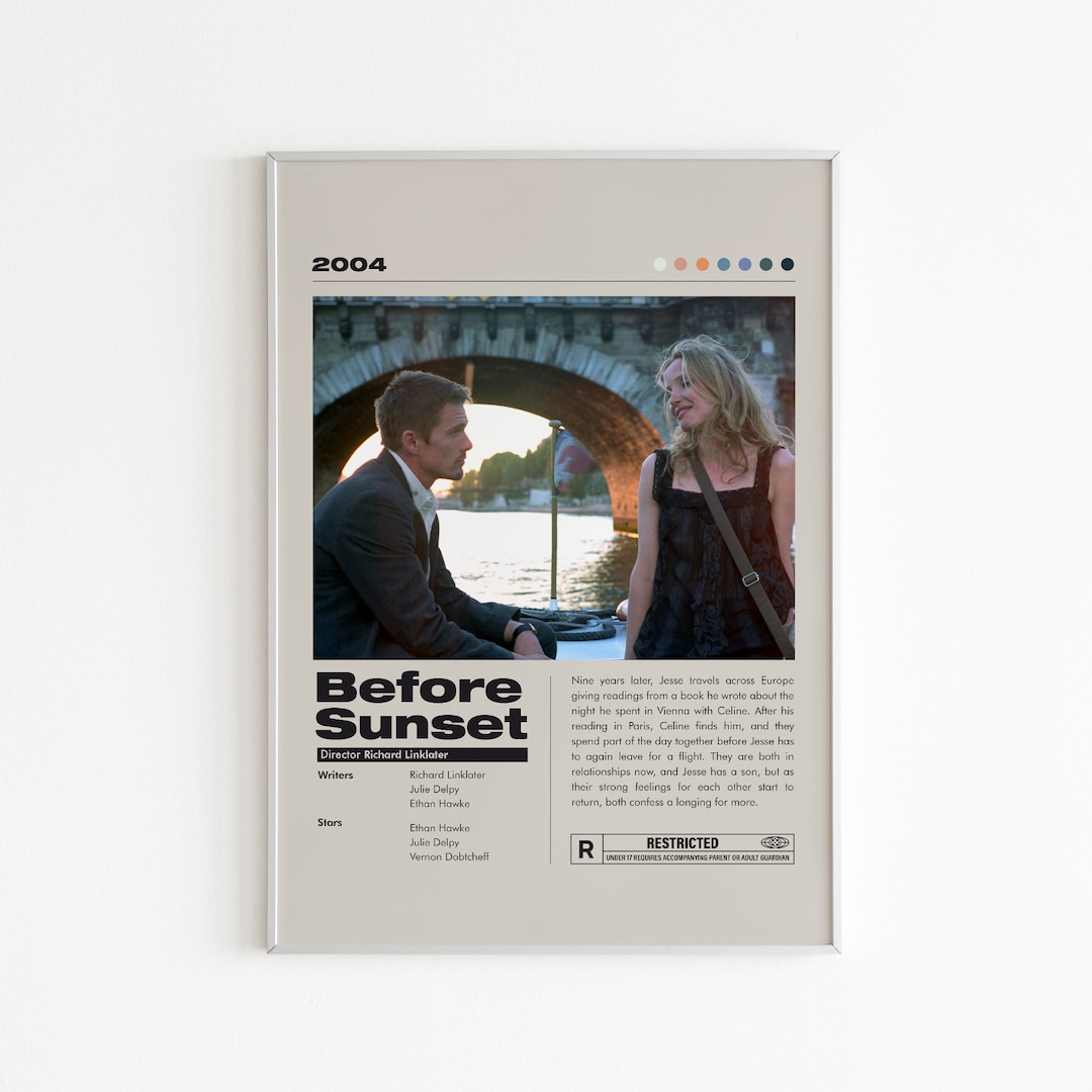 Before Sunset Movie Poster | Minimalist Movie Poster | Ethan Hawke ...
