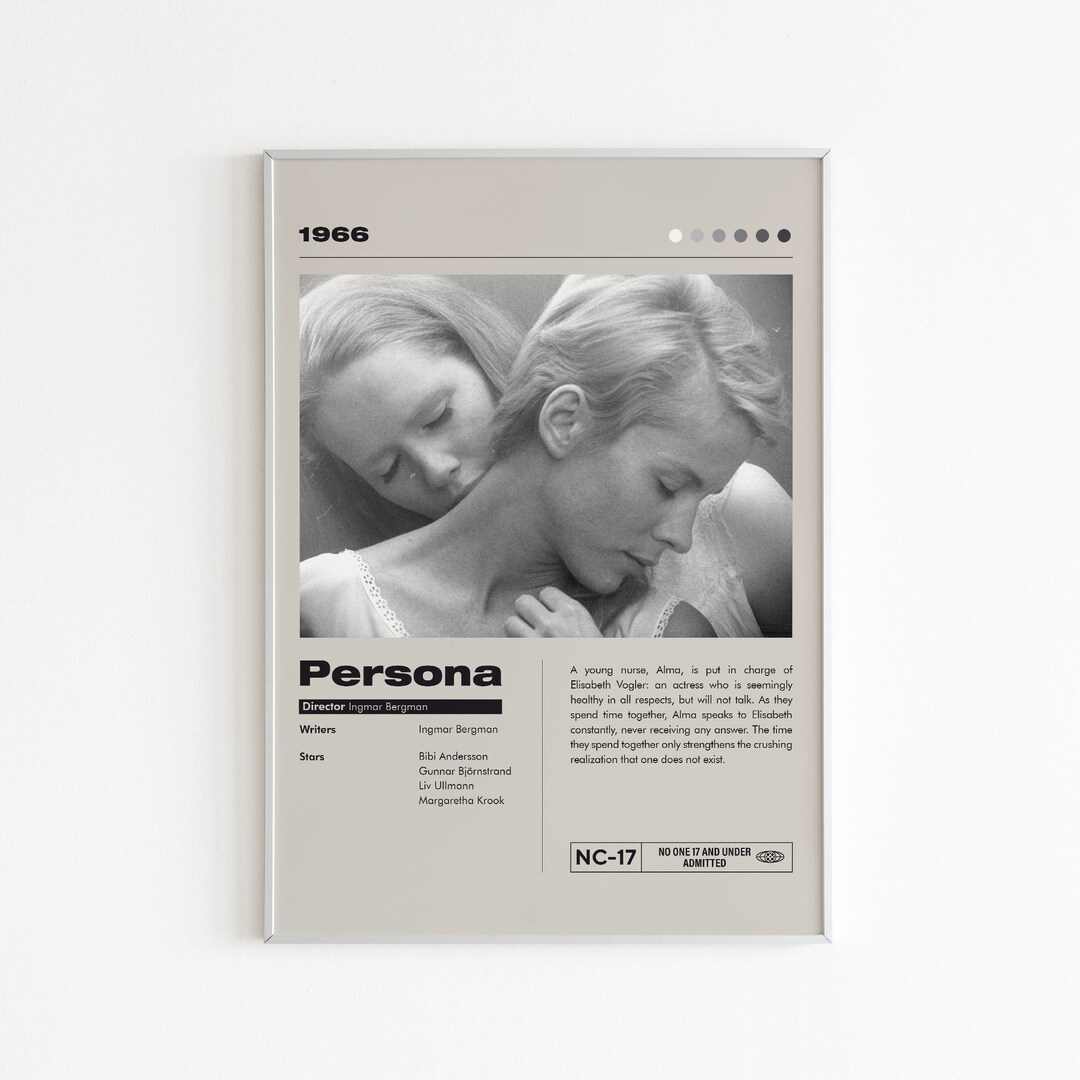 Persona Movie Poster | Minimalist Movie Poster | Ingmar Bergman ...