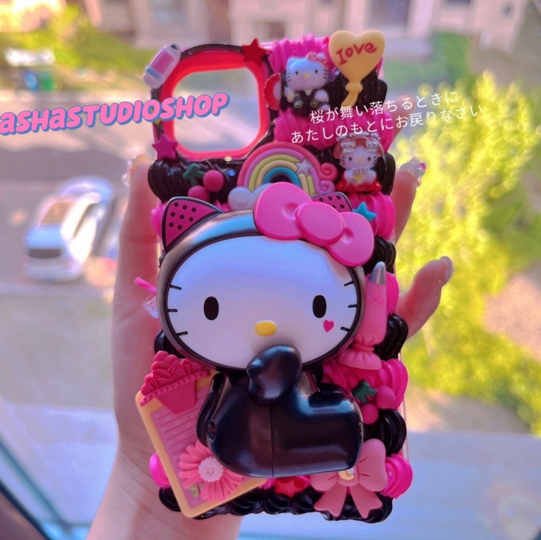 Y2K Kawaii Decoden Super Big Kitty Cat Phone Case Millennium Spicy Girl ...