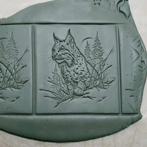 Clay Tile Roller – Bobcat on the Ledge - Etsy
