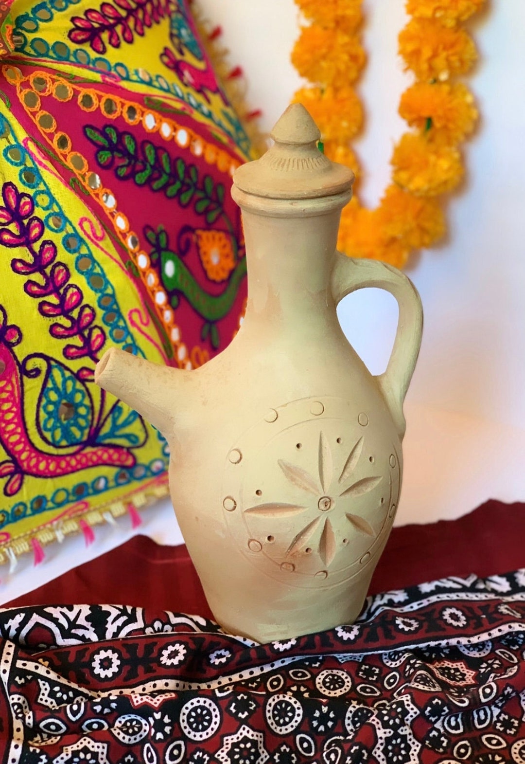 Handmade Clay Pitcher Jug With Lid | Natural Clay Water Jug | South ...