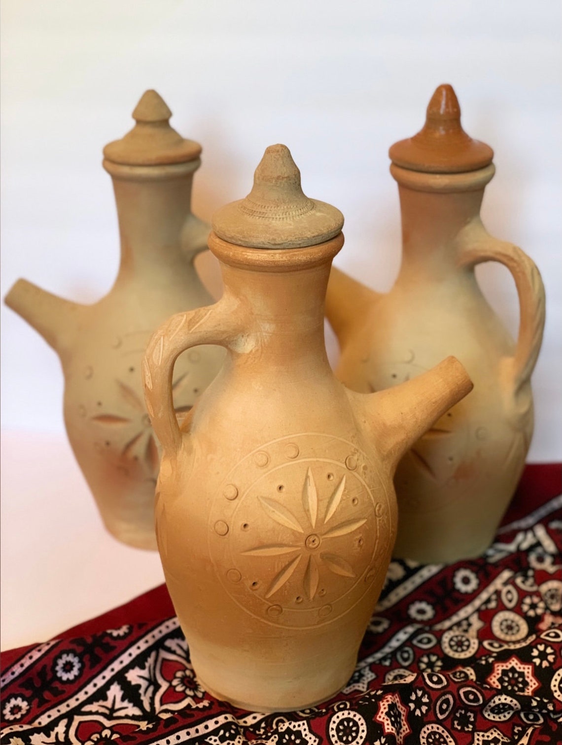 Handmade Clay Pitcher Jug With Lid | Natural Clay Water Jug | South ...