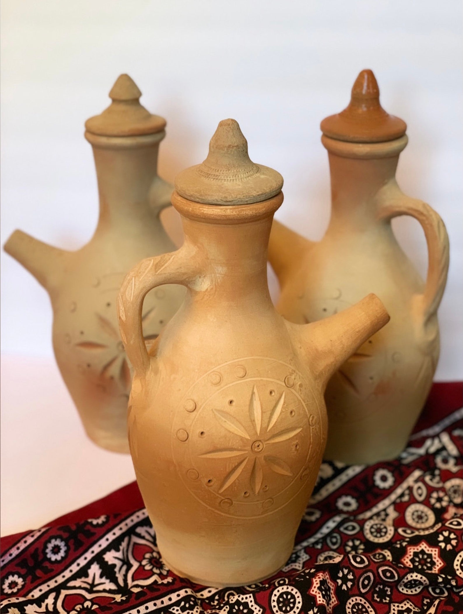 Handmade Clay Pitcher Jug With Lid | Natural Clay Water Jug | South ...