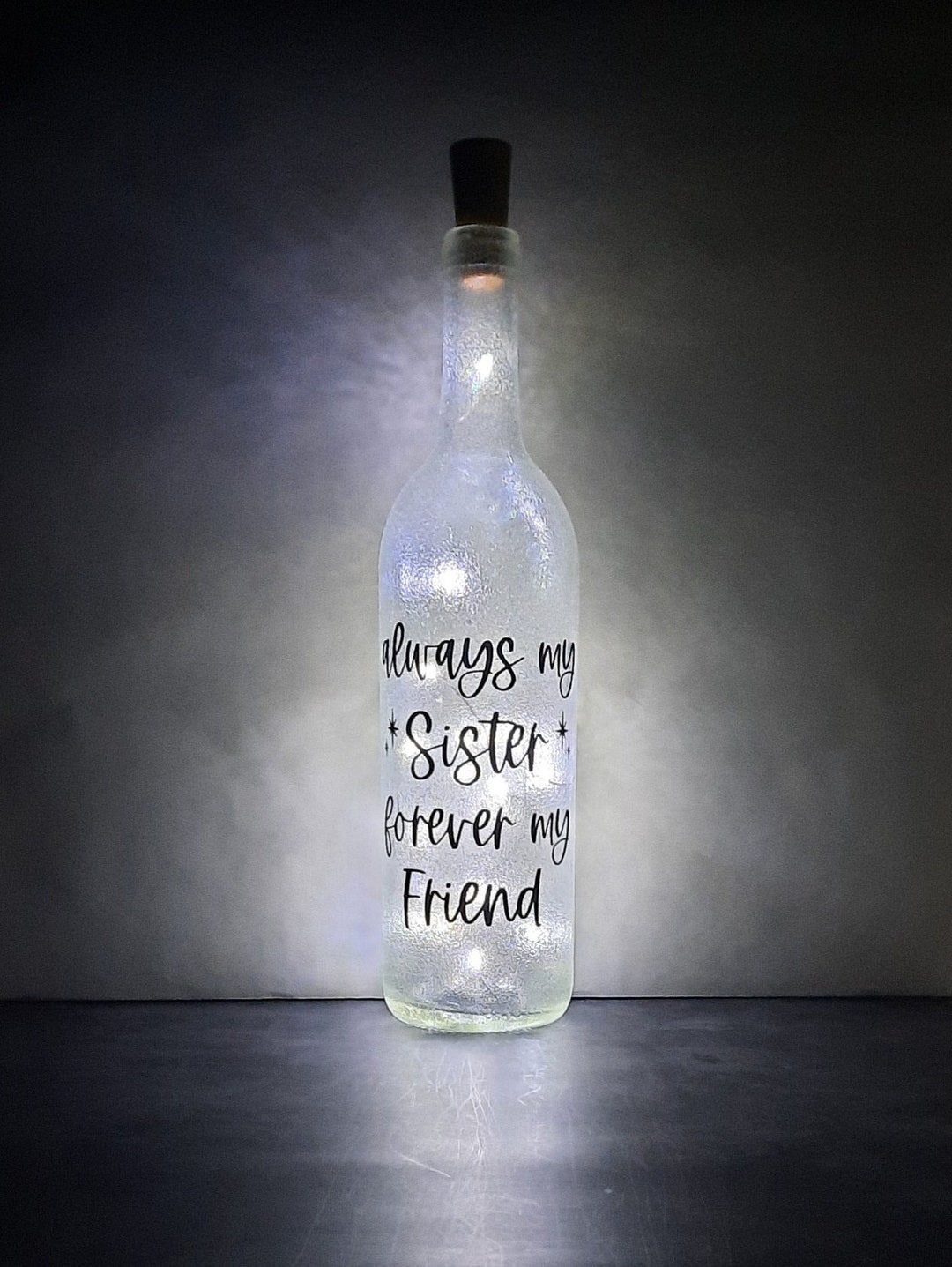Always My Sister Glittered Wine Bottle Light, Fairy Light Bottle ...