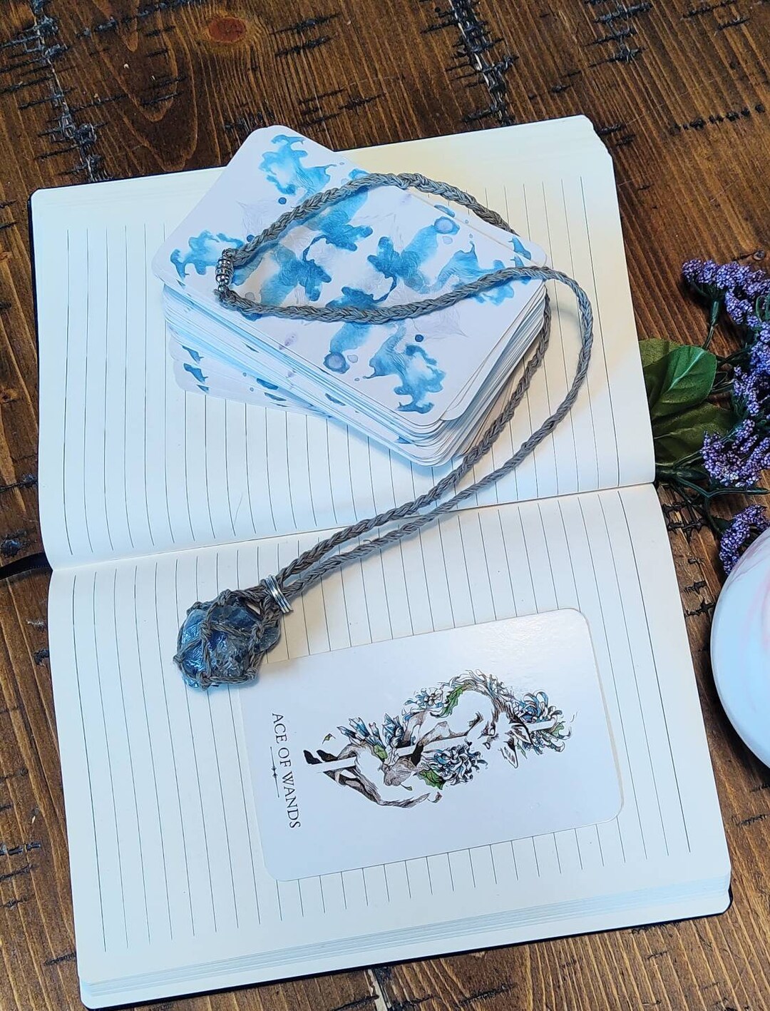 Macrame Wearable Crystal Holder With Blue Calcite - Etsy