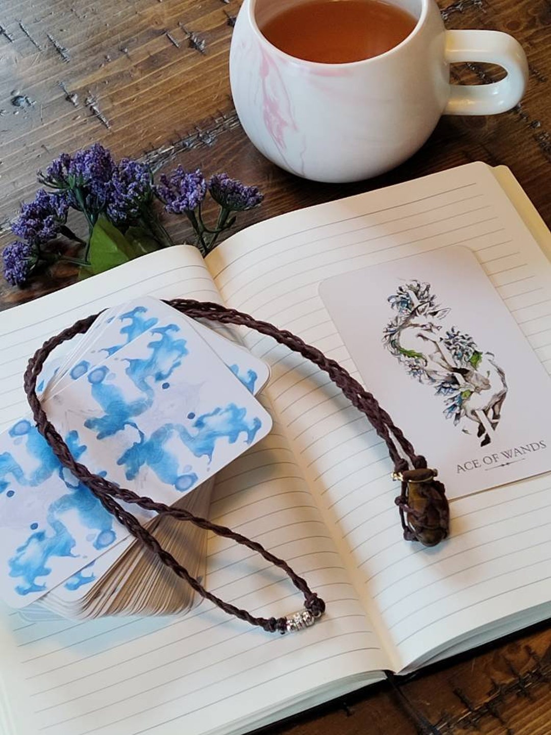 Macrame Wearable Crystal Holder With Tiger Eye - Etsy UK