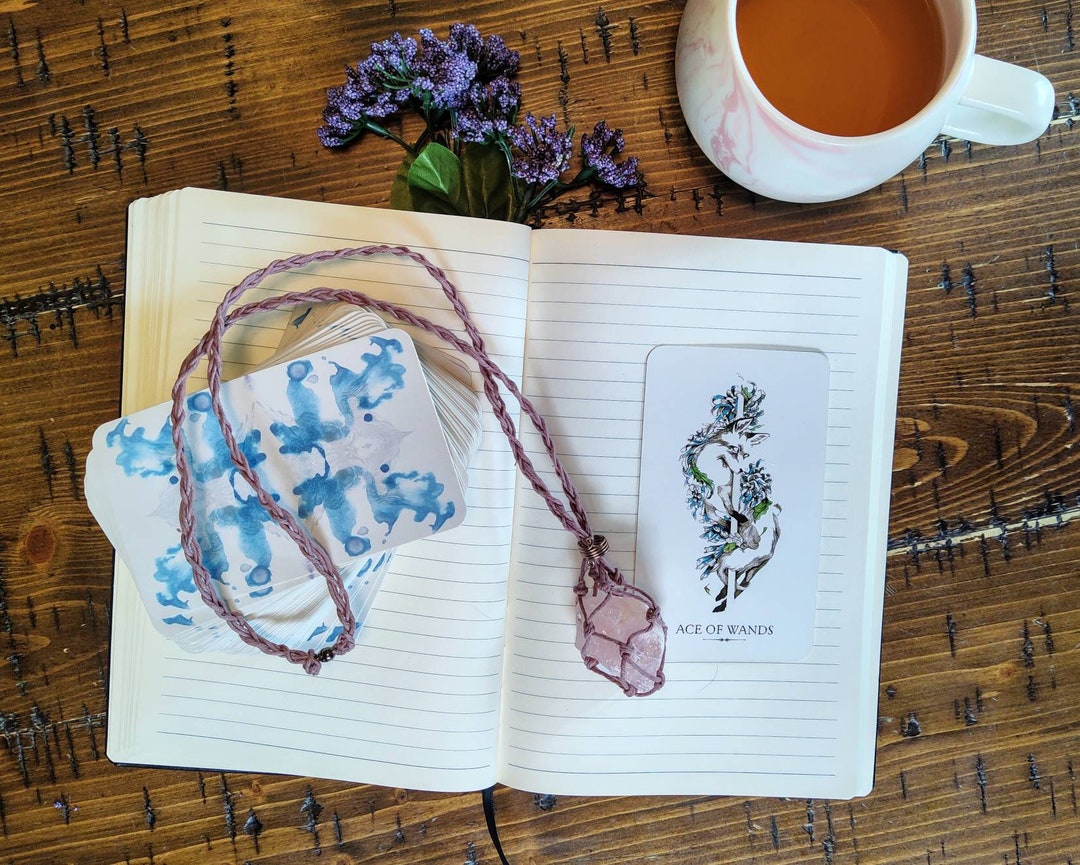 Macrame Wearable Crystal Holder With Rose Quartz - Etsy