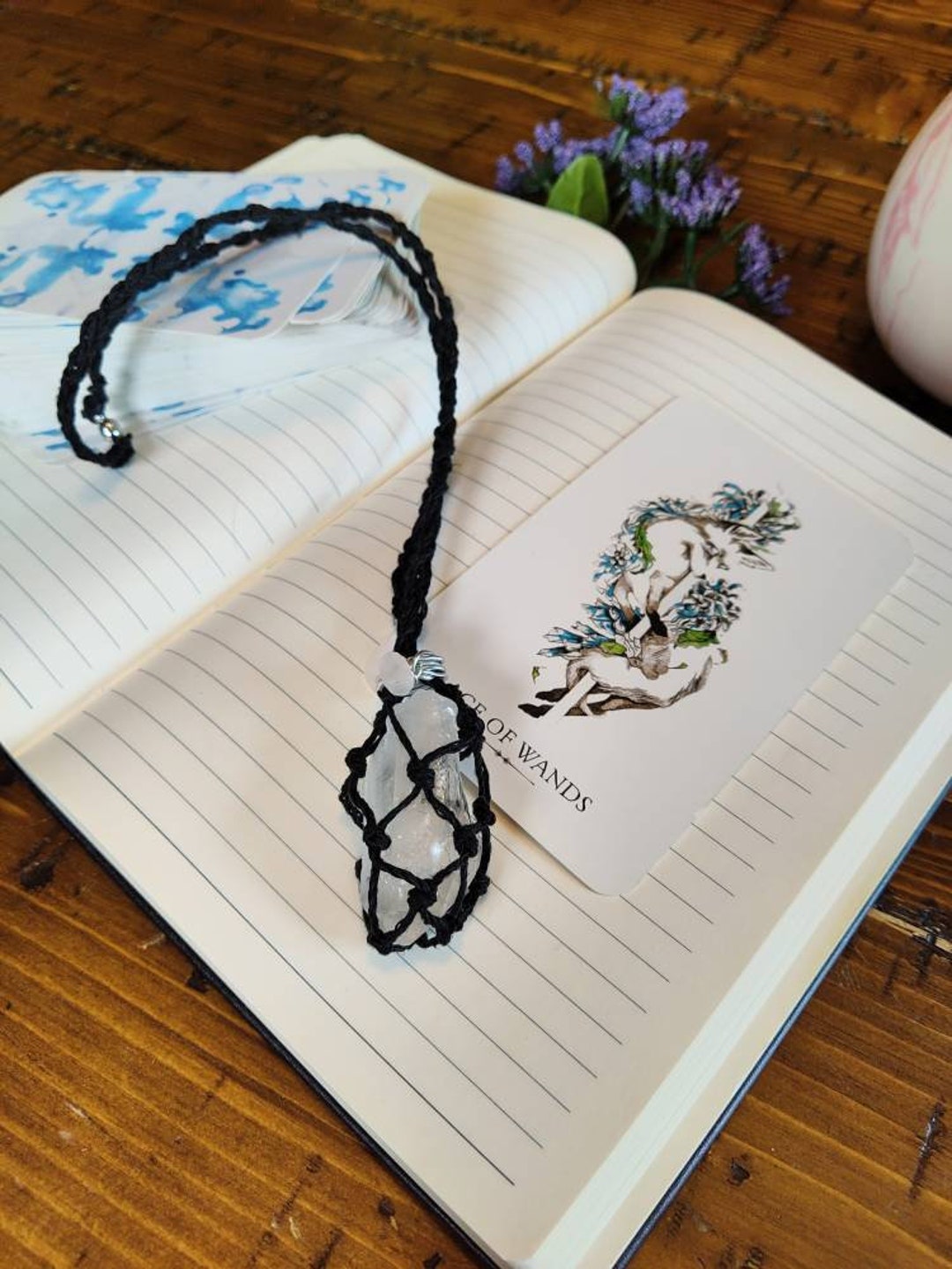 Macrame Wearable Crystal Holder With Clear Quartz Crystal - Etsy