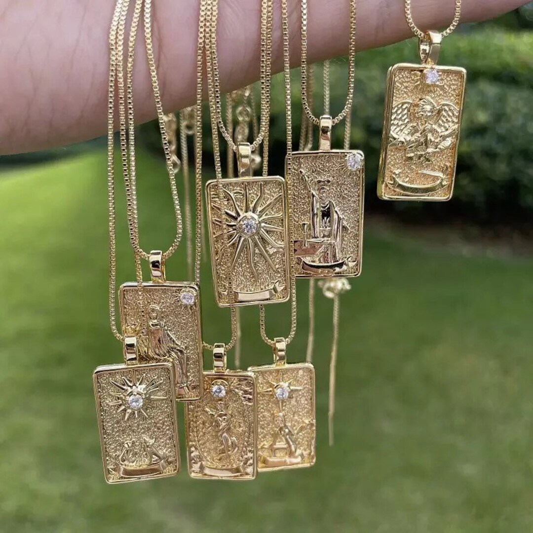 Dawapara Tarot Cards Necklace Prosperity Amulet Stainless Steel Classic ...
