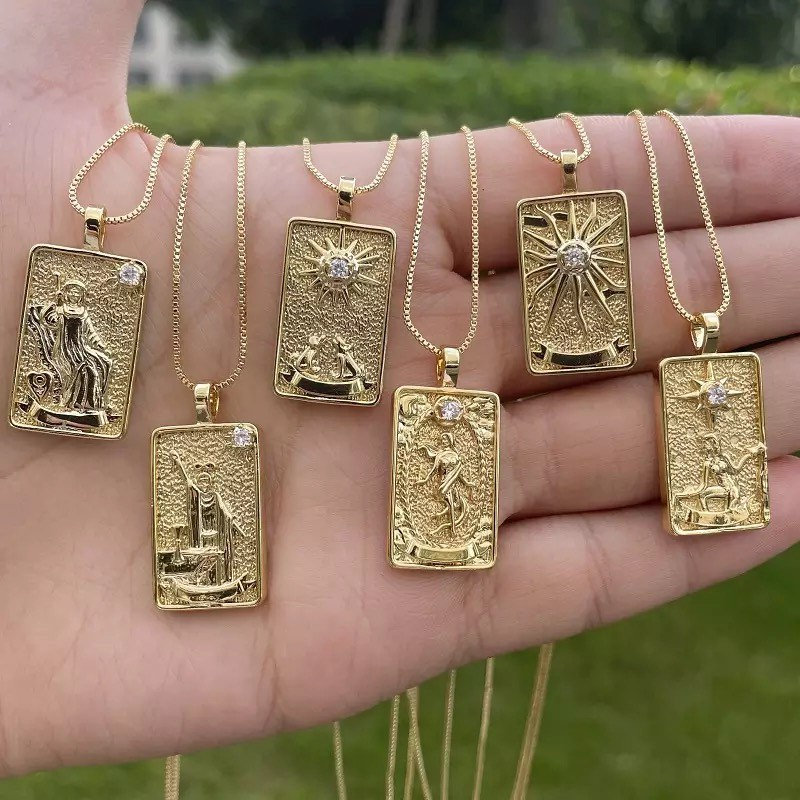 Dawapara Tarot Cards Necklace Prosperity Amulet Stainless Steel Classic ...