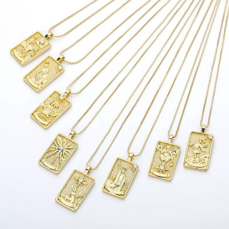 Dawapara Tarot Cards Necklace Prosperity Amulet Stainless Steel Classic ...
