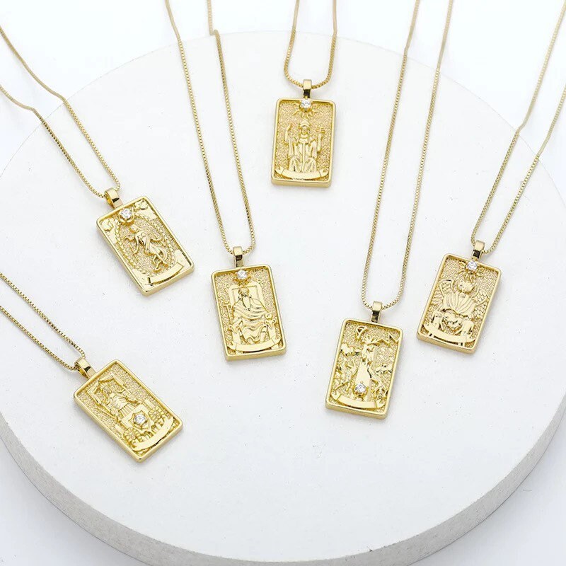 Dawapara Tarot Cards Necklace Prosperity Amulet Stainless Steel Classic ...