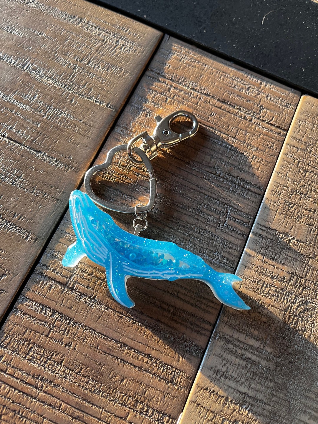 Keychain, Shaker, Shaker Keychain, Blue, Whale, Space, Resin, Glitter ...