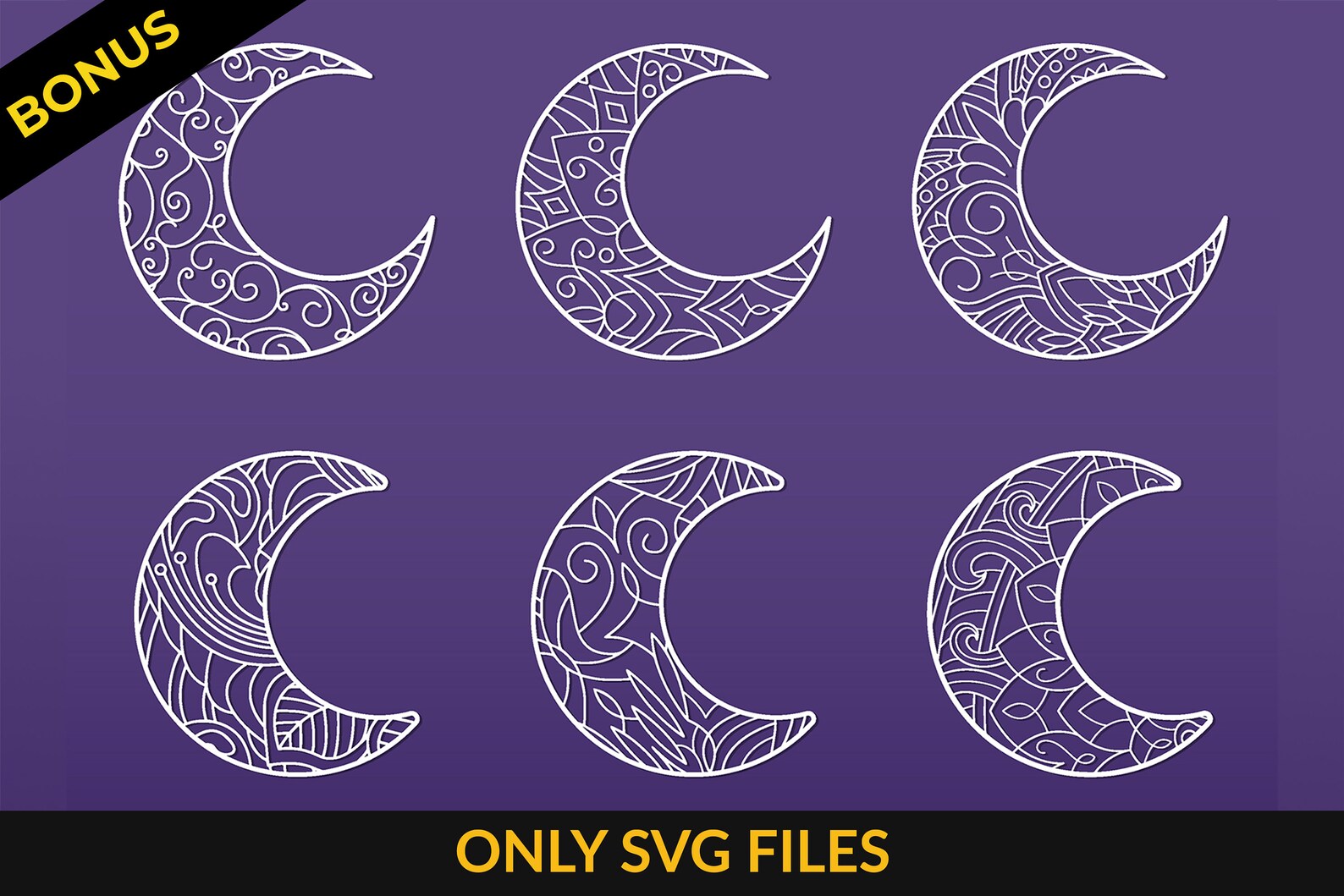3D Layered Moon SVG Crescent Moon Mandala Cut File Half Moon - Etsy