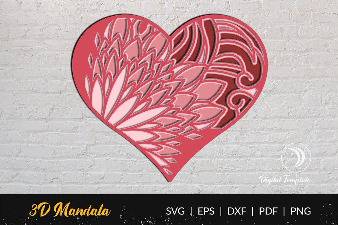 Layered Heart SVG - Valentines Papercut File - Etsy