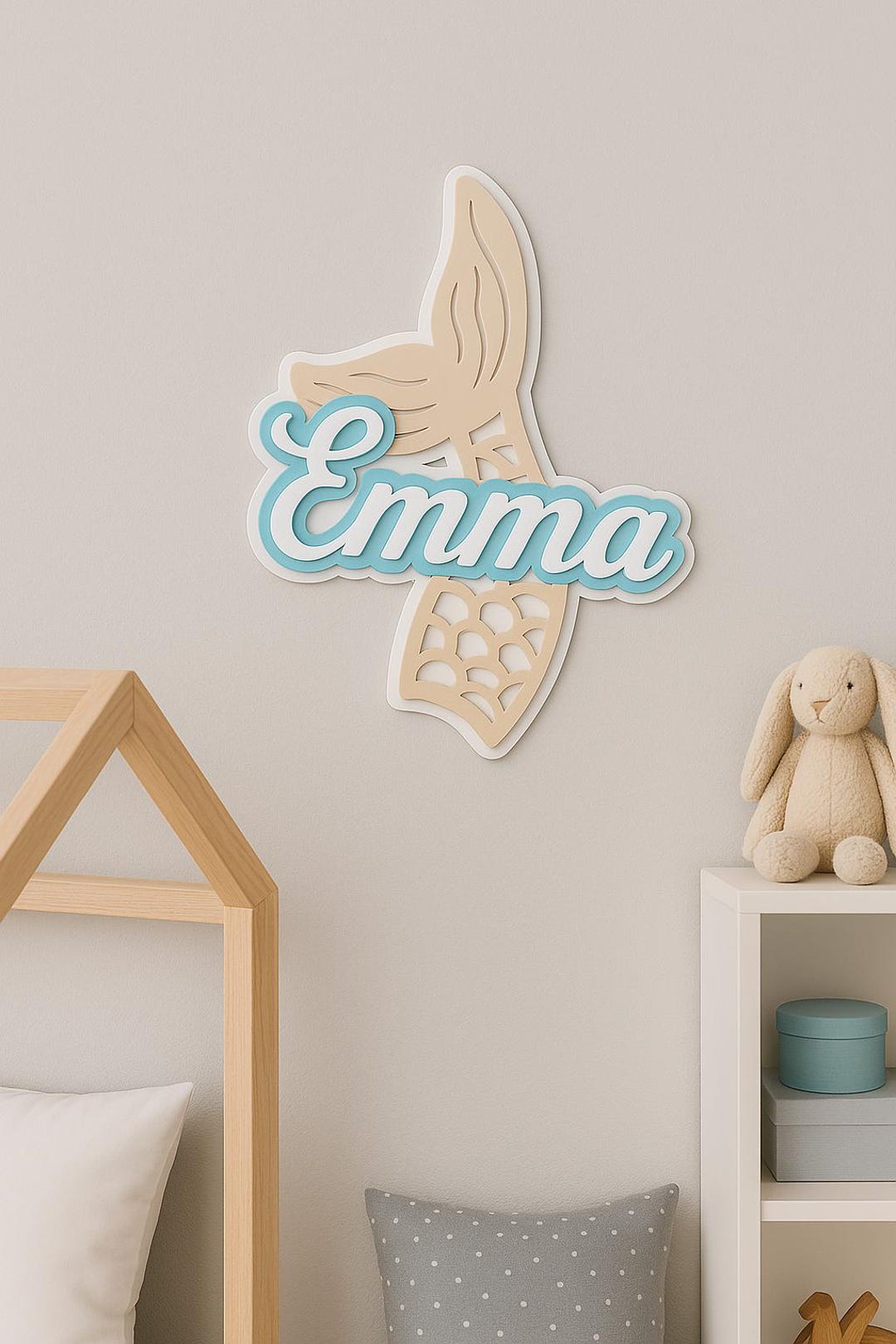Custom Mermaid Tail Name Sign | Personalized Gift for Kids | Ocean ...
