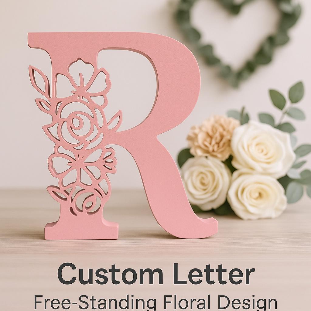 Custom Floral Initial Letter – Personalized Free-standing Monogram Sign ...