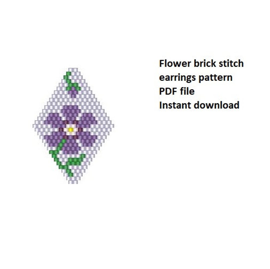 Flower Brick Stitch Earrings Pattern, Beading Pattern, Instant Download ...