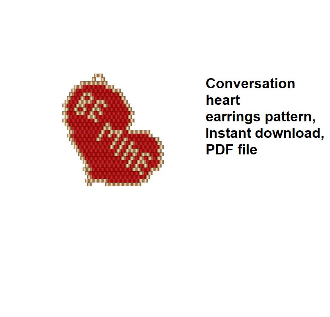 Beading Pattern, BRICK STITCH Heart Pattern, Conversation Heart Be Mine ...