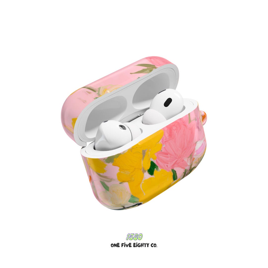 Pink Floral Airpods Case: Protective Polycarbonate Flower Earbud Cover ...
