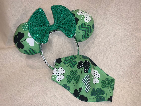 Shamrock Ears and Mask Set | Etsy