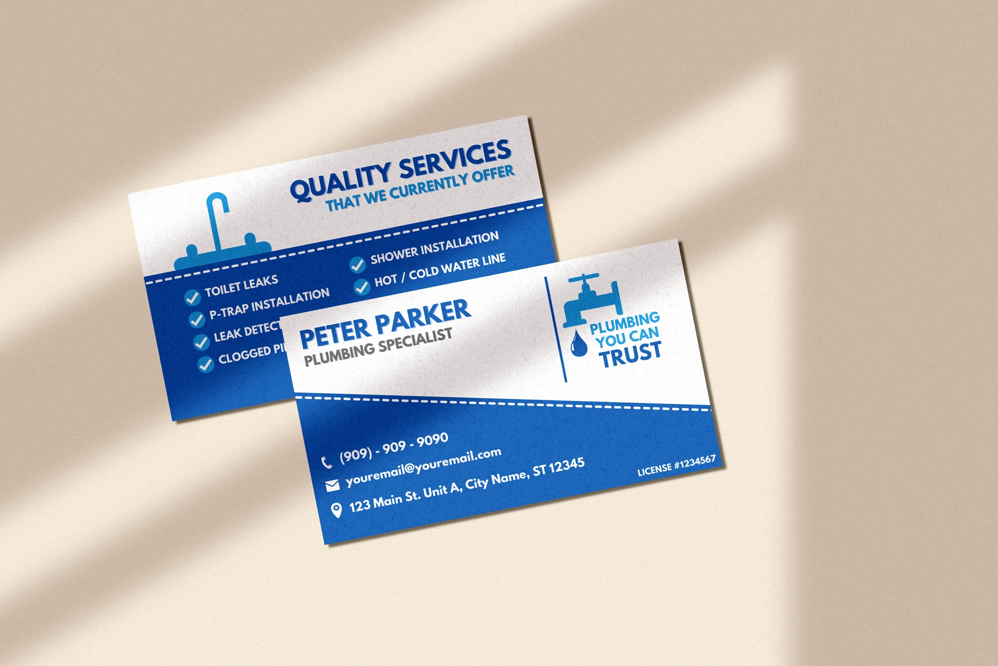 Business Card Template for Plumbers and Plumbing Services | DIY ...