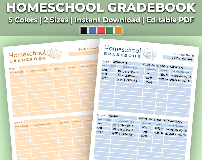 Grade Book Page // - Etsy