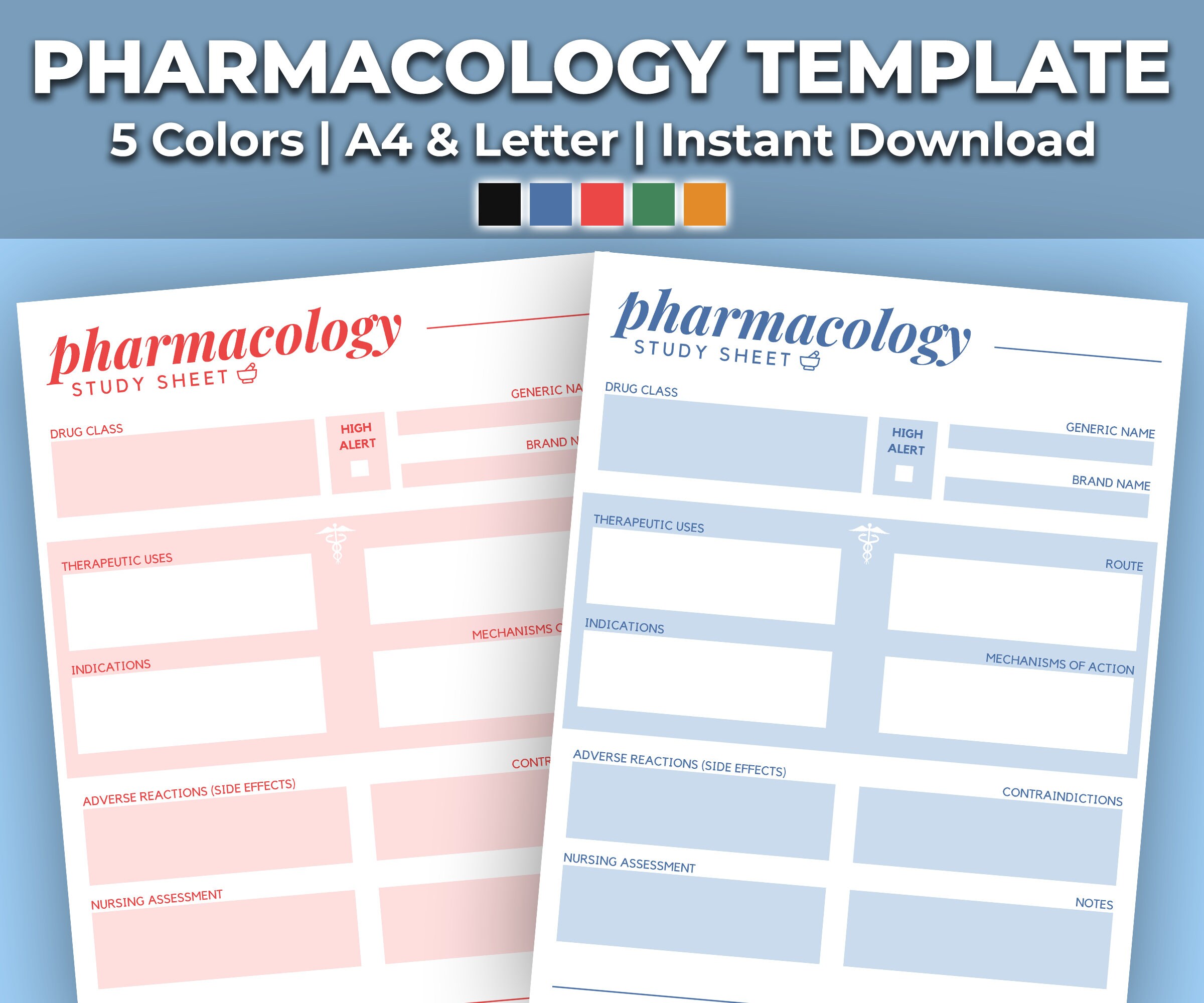 Pharmacology Template Notes & Study Guide | Nursing, Pharmacy, Med Surg ...