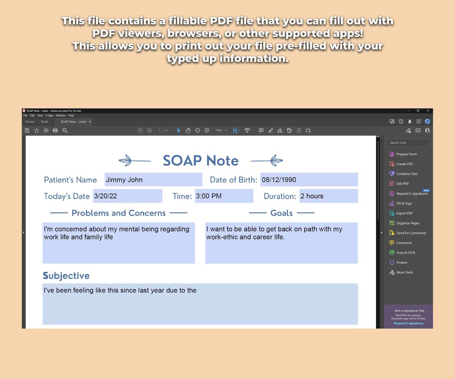 SOAP Note Template Printable for Therapist, Counselors, and Patients ...