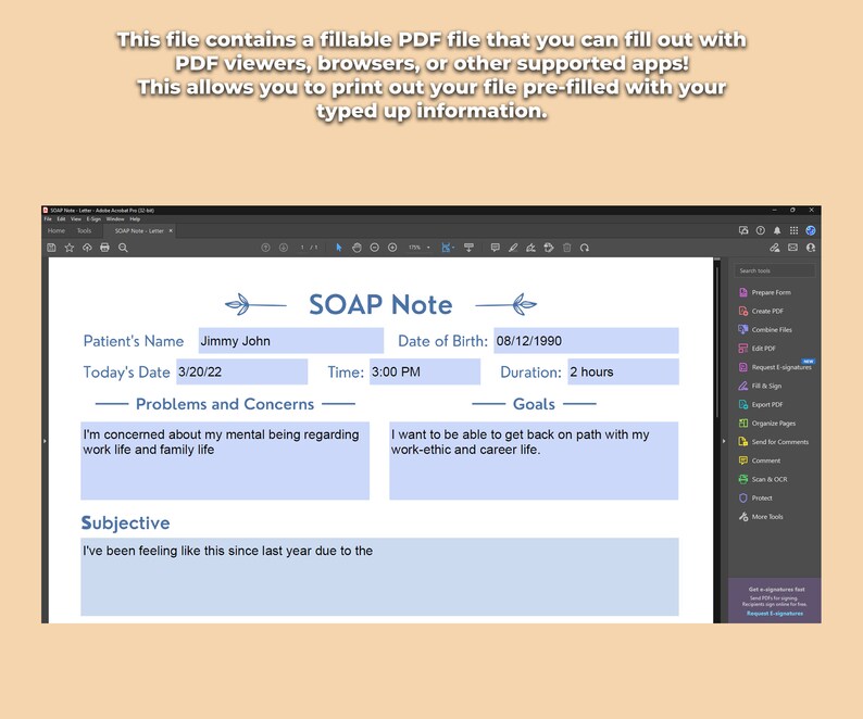 SOAP Note Template Printable for Therapist, Counselors, and Patients ...