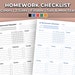 Homework Checklist Tracker & Planner Printable, Weekly Study To-do List ...