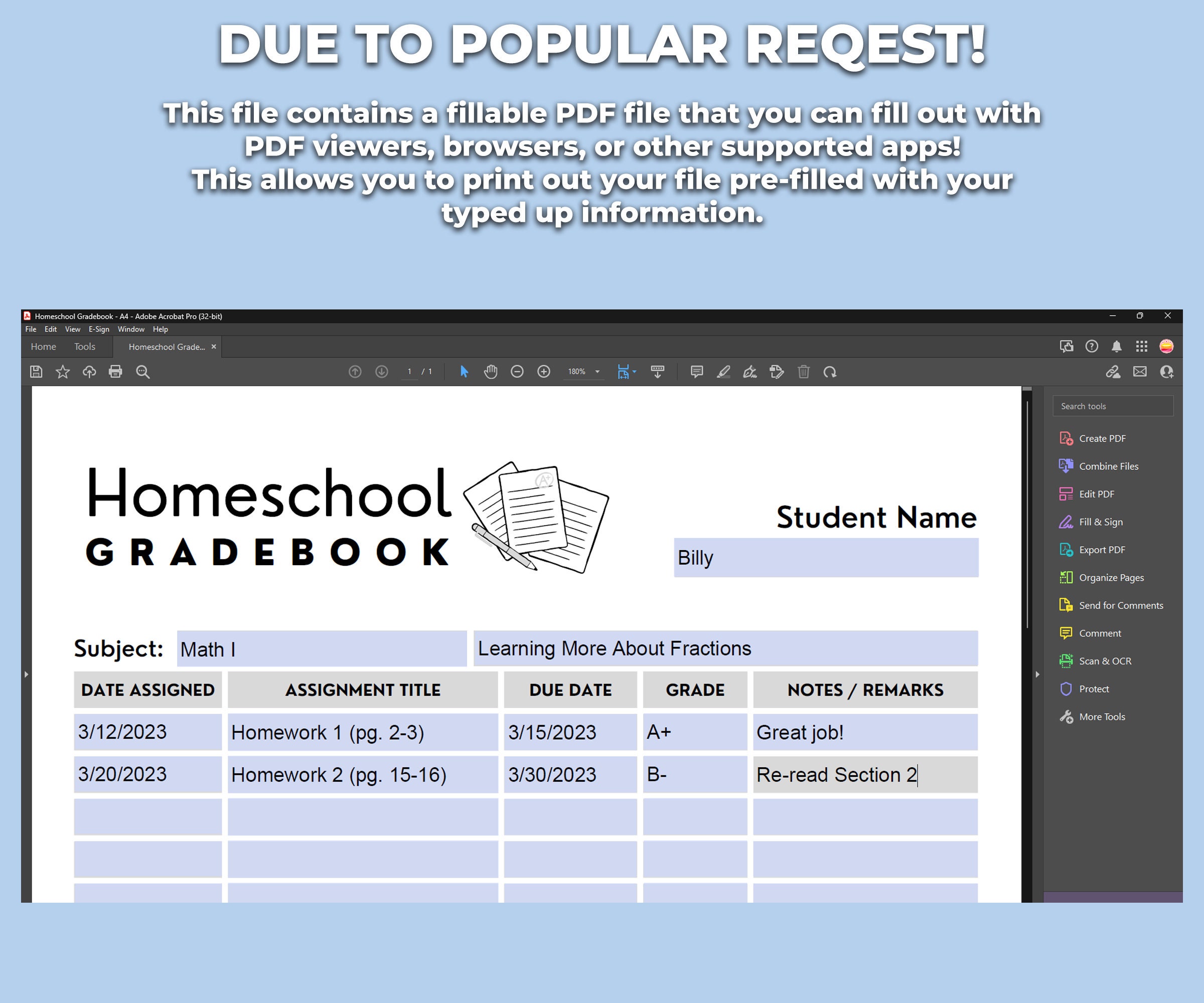 Homeschool Gradebook Printable | Homeschool Grading Sheet Template Kit ...
