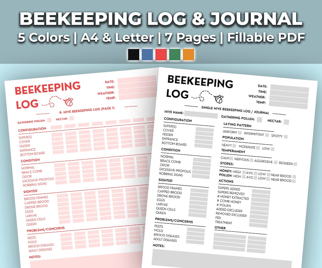 Beekeeping Log Journal Printable | Perfect for Beekeepers, Hive ...