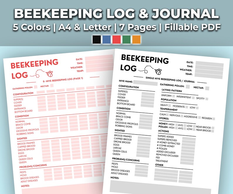 Beekeeping Log Journal Printable | Perfect for Beekeepers, Hive ...