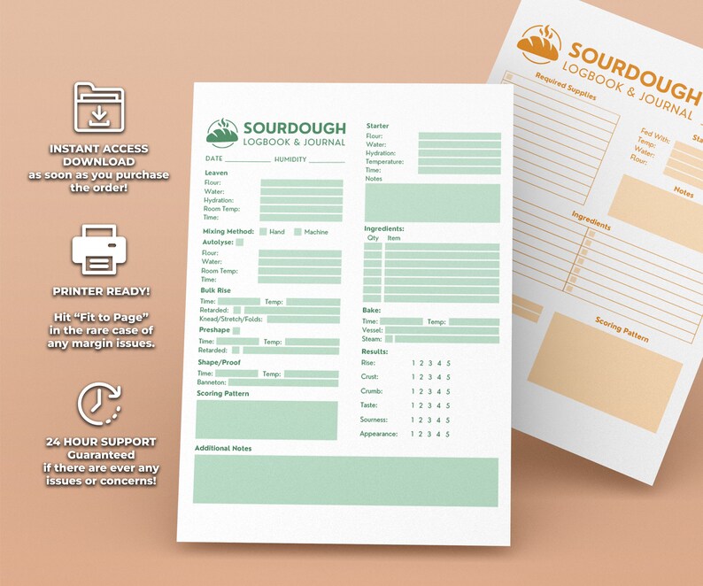 Sourdough Journal and Logbook | Bread Diary and Tracker Sheet ...