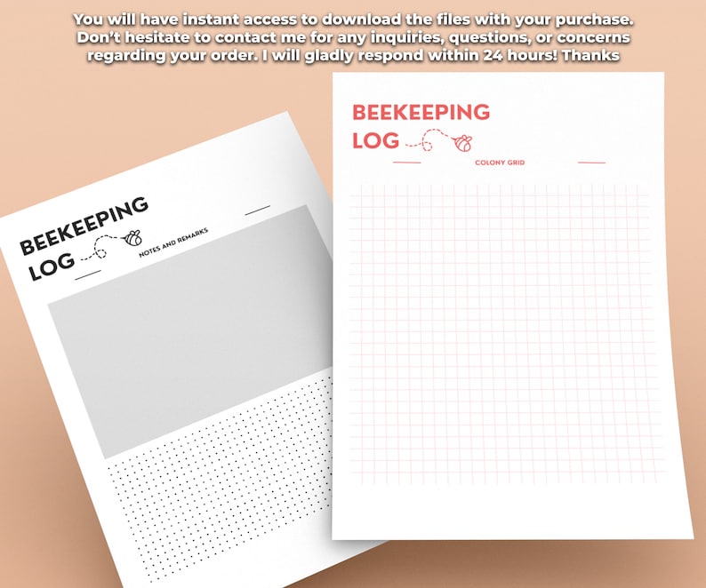 Beekeeping Log Journal Printable Perfect for Beekeepers, Hive ...