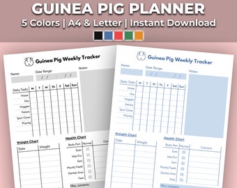 Guinea Pig Weekly Tracker Printable - Weekly Planner | Guinea Pig Care ...
