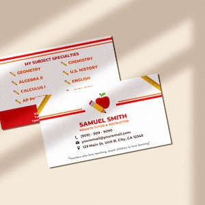 Business Card Template for Teachers and Private Tutors | DIY Business ...