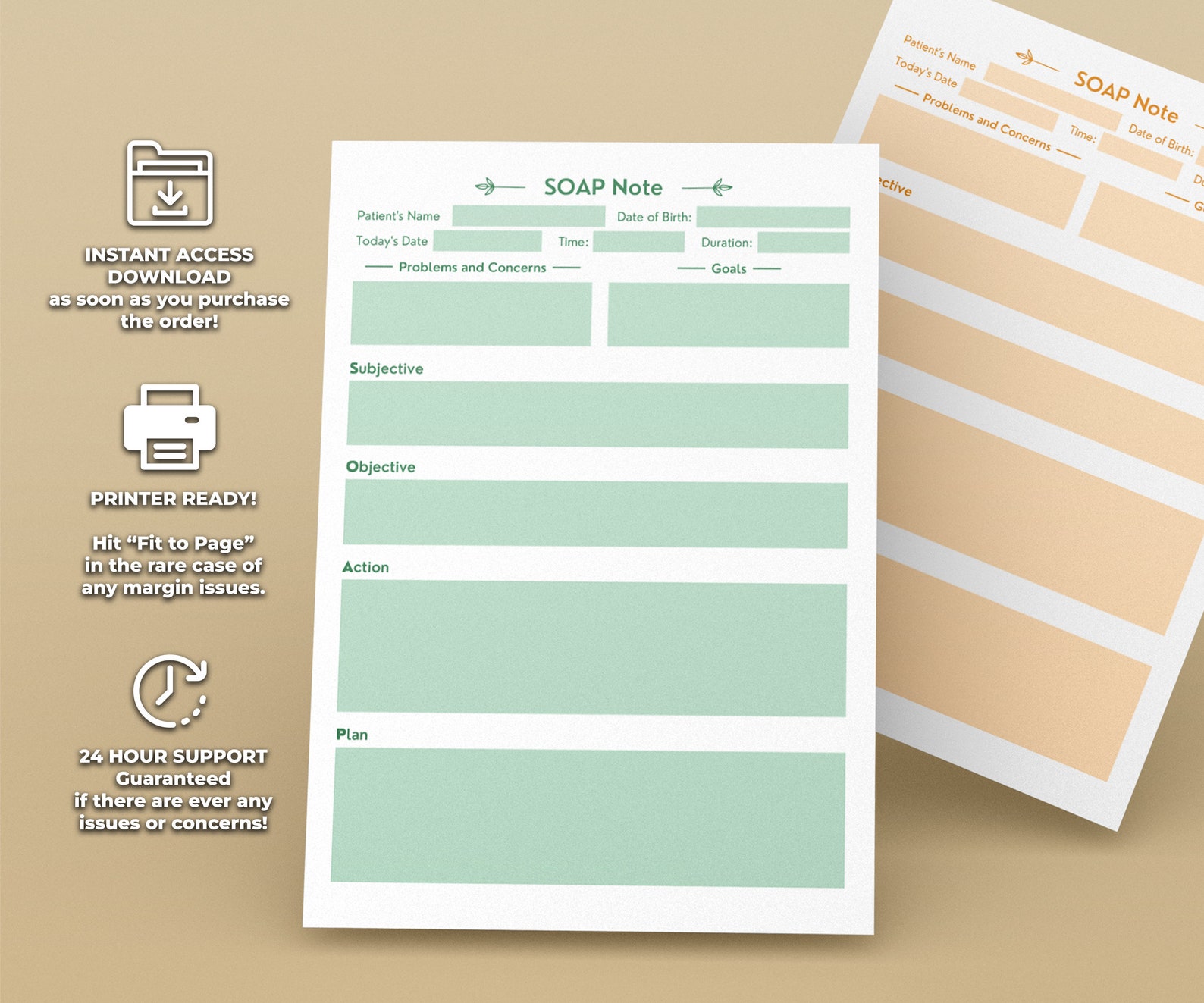 SOAP Note Template Printable for Therapist, Counselors, and Patients ...