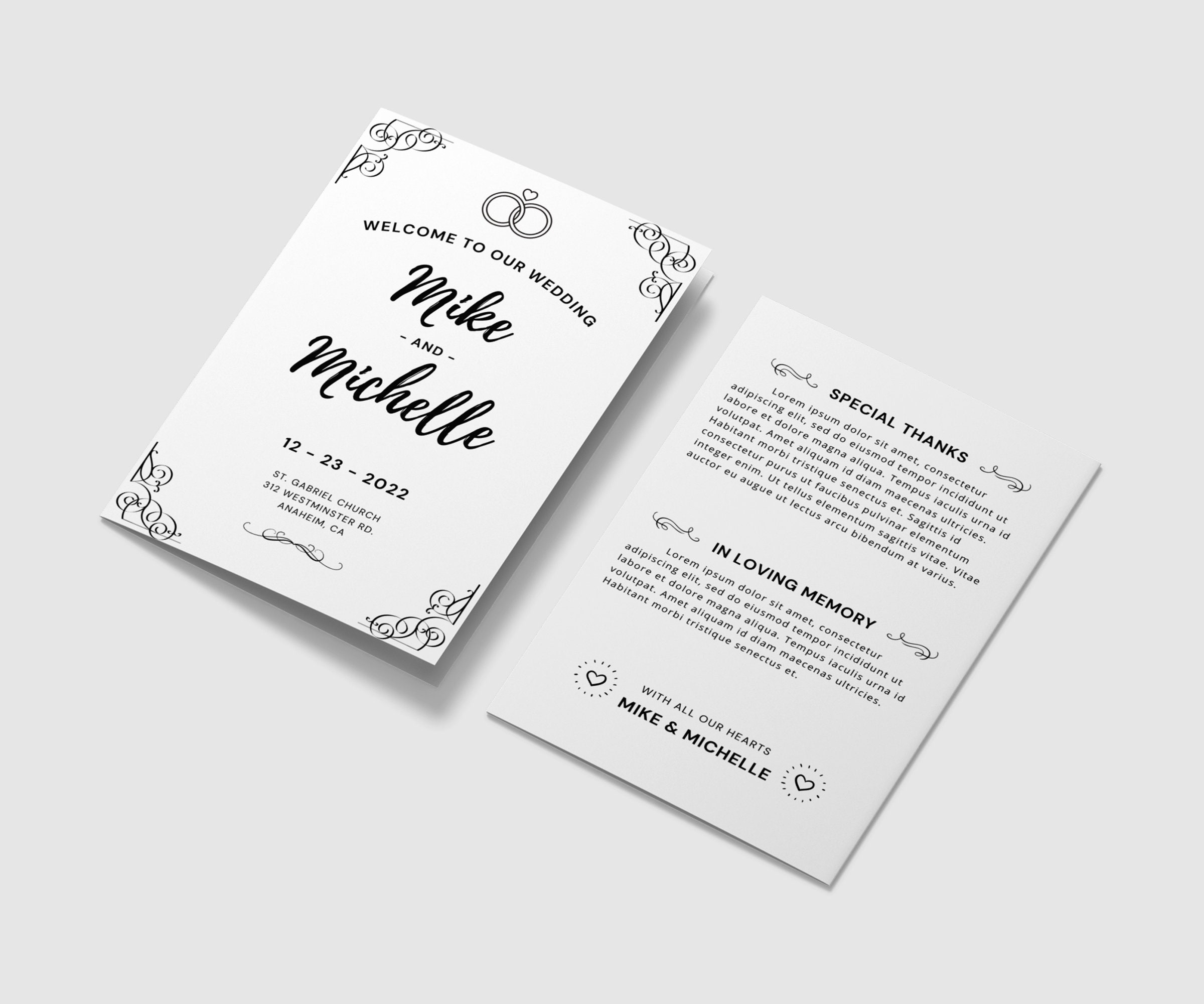 Wedding Program Template Timeline Bifold | Minimalist Modern Ceremony ...