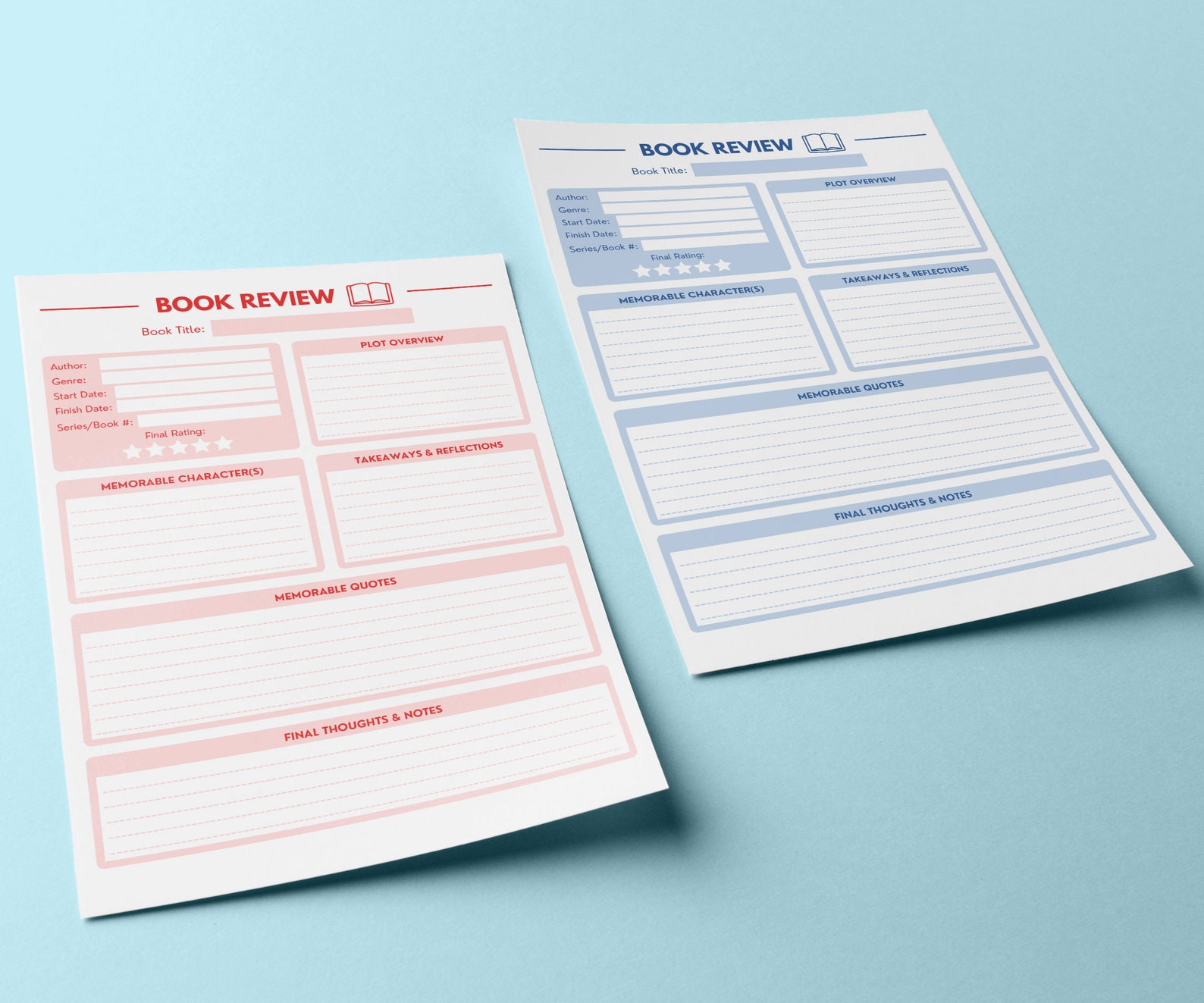 Printable Book Review Template for Readers | Book Tracker and Journal ...