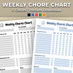 Weekly Family Chore Chart for Kids Printable | Reward and Cleaning ...