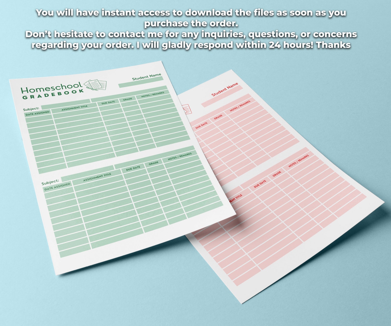 Homeschool Gradebook Printable Homeschool Grading Sheet Template Kit Perfect For Homeschool